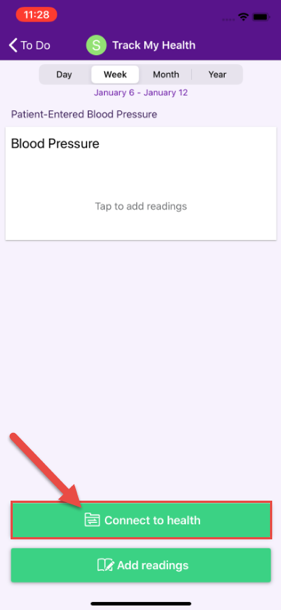 Track My Health screen